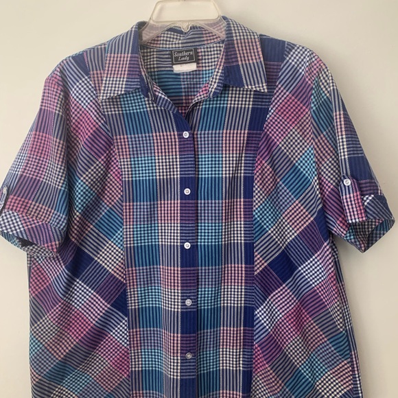 Southern Lady | Tops | Vintage Southern Lady Blue Purple Pink Short ...